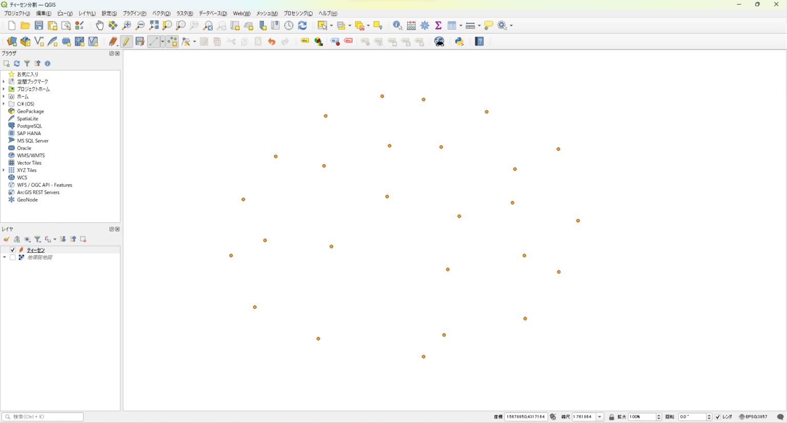 QGISでポイントデータからティーセン分割ポリゴンを作成する方法 - GISつかいかた辞典