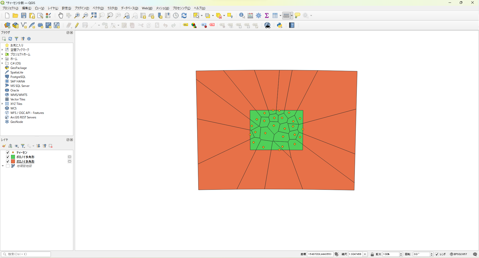 QGISでポイントデータからティーセン分割ポリゴンを作成する方法 - GISつかいかた辞典