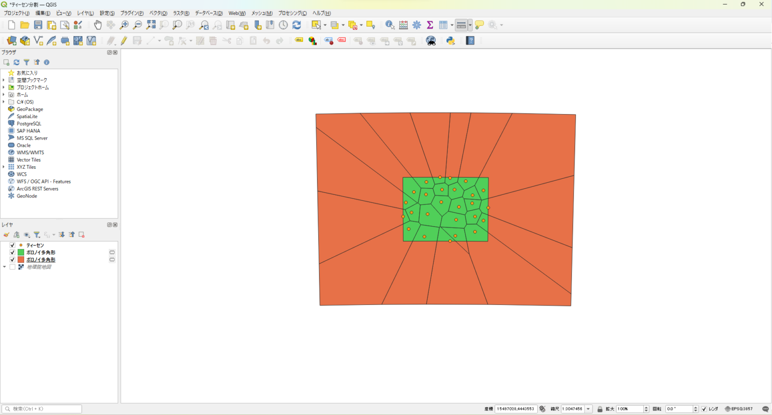 QGISでポイントデータからティーセン分割ポリゴンを作成する方法 - GISつかいかた辞典