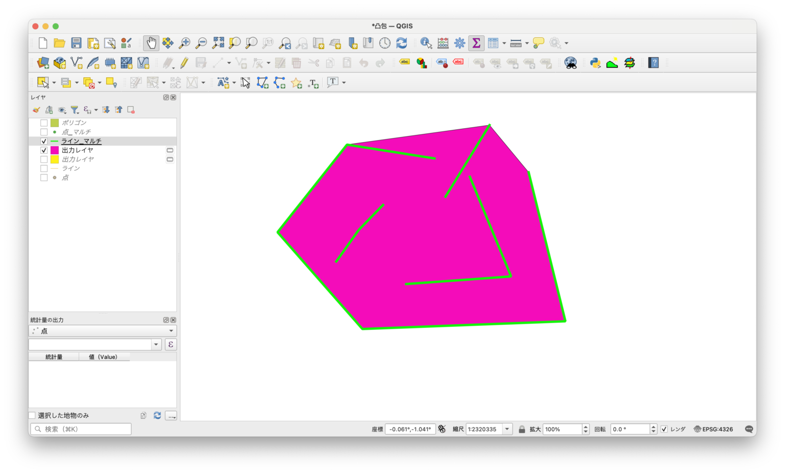 Qgisで凸包convex Hullを使ってみる。凸包とは何か？ Gisつかいかた辞典