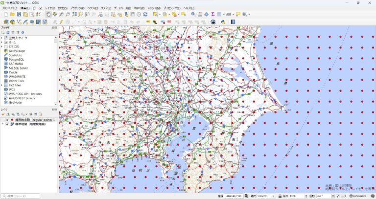 QGISで規則的な点群を作成する方法（規則的点群（regular points)）点群グリッド - GISつかいかた辞典 %GIS %QGIS