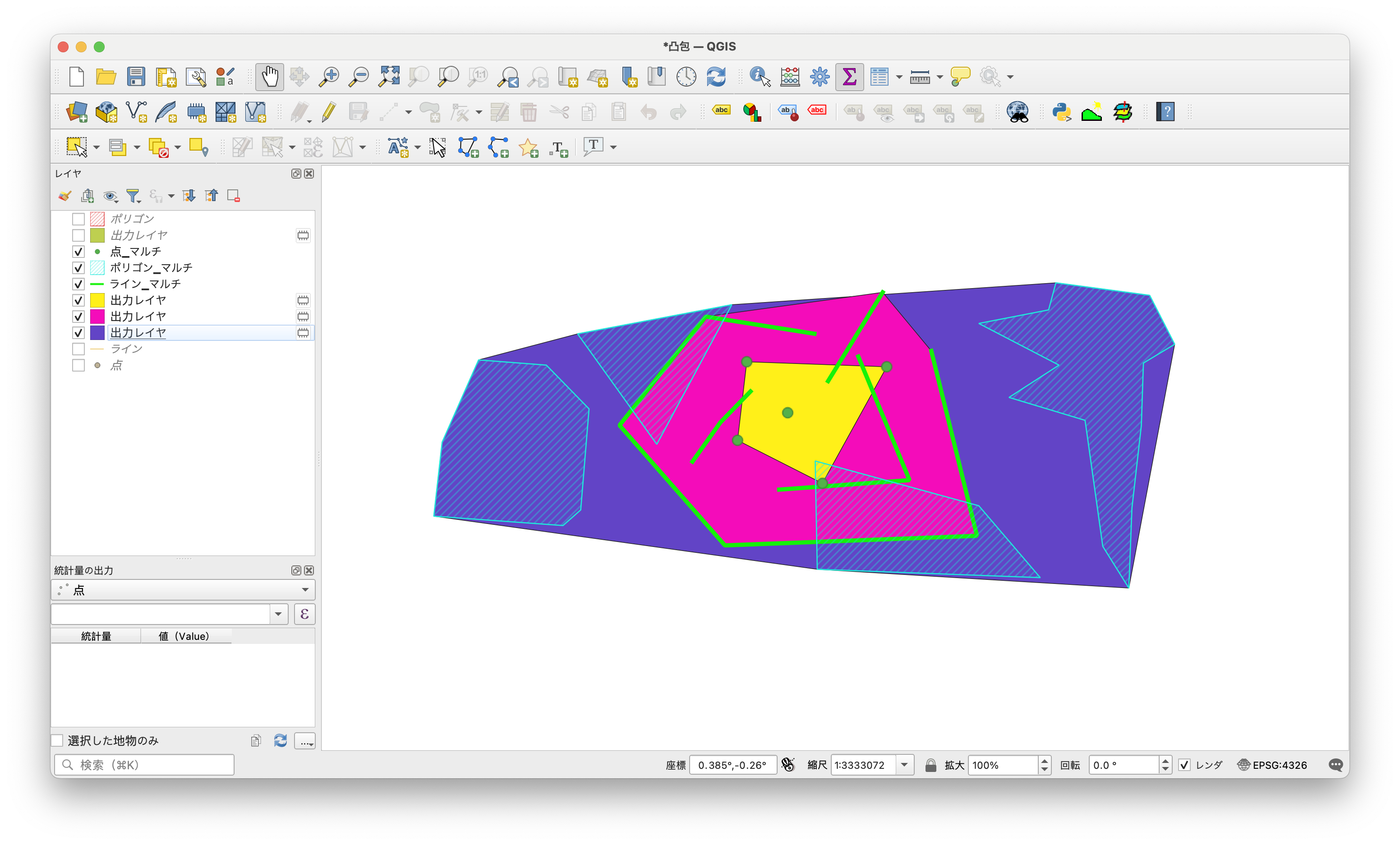 QGISで凸包(convex hull)を使ってみる。凸包とは何か？ - GISつかいかた辞典