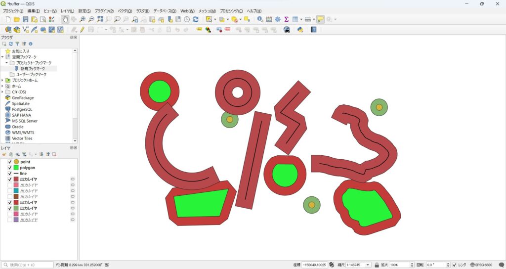 QGISでバッファ（buffer）を作成する方法 - GISつかいかた辞典