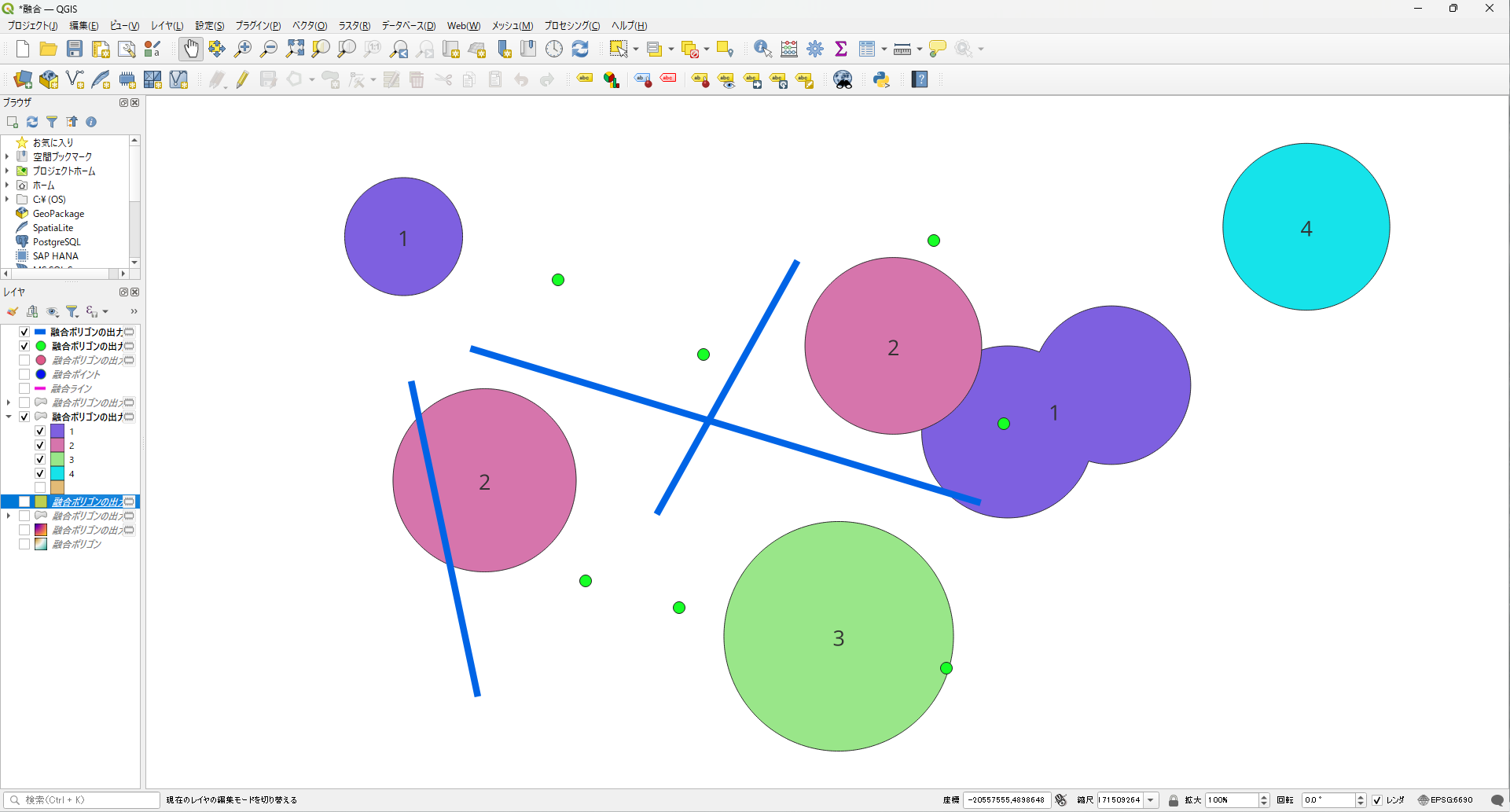 QGISの融合（dissolve）で点、ライン、ポリゴンを属性ごとに1つにする。 - GISつかいかた辞典