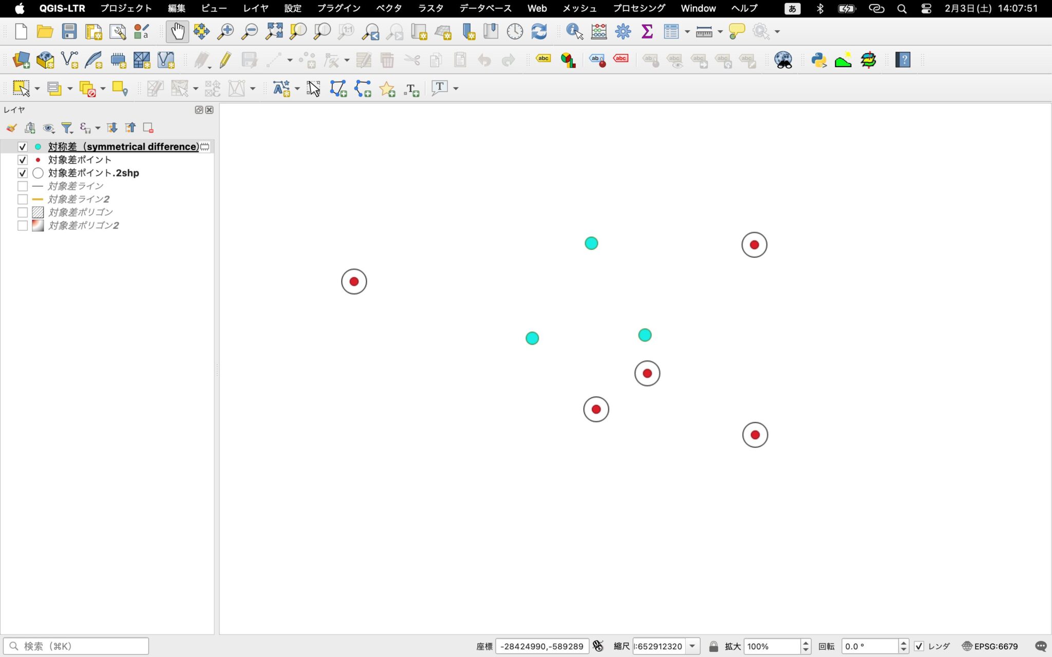 QGISで対象差でポリゴン等の重ならない部分を抽出する方法。（対象差分） - GISつかいかた辞典